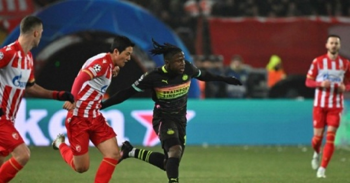 설영우 선발 출전 즈베즈다, 10명 싸운 PSV에 석패...UCL 16강 PO 진출 좌절