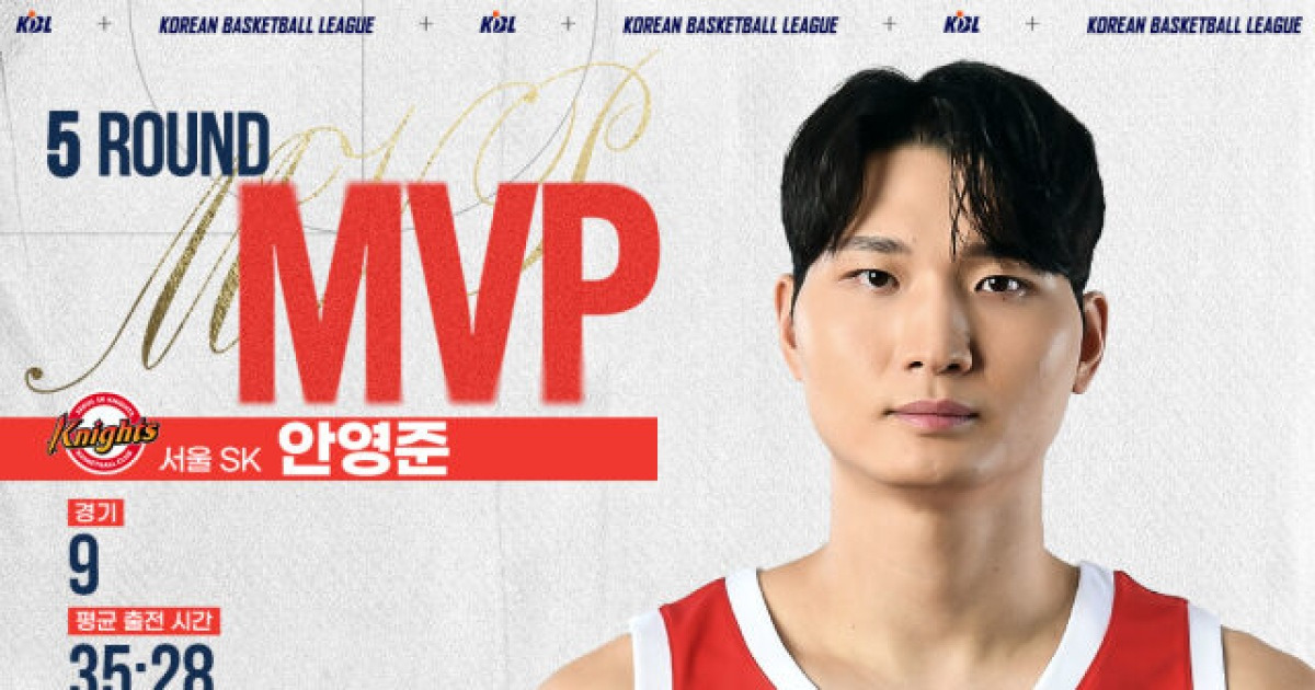 '트리플더블+팀 최소 경기 1위 위업' SK 안영준, '동료' 워니 제치고 5라운드 MVP 선정…통산 첫 라운드 MVP
