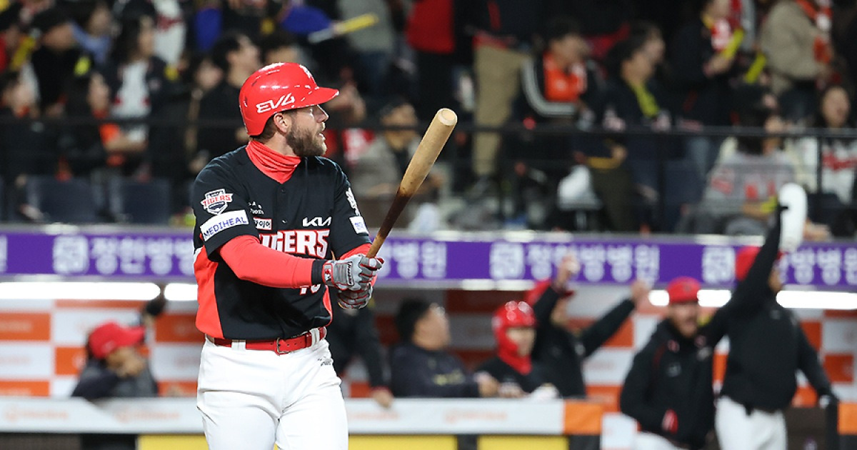 '153km 강속구 넘겼다' KIA에 온 ML 88홈런 거포, 대전 신구장 1호 홈런 주인공