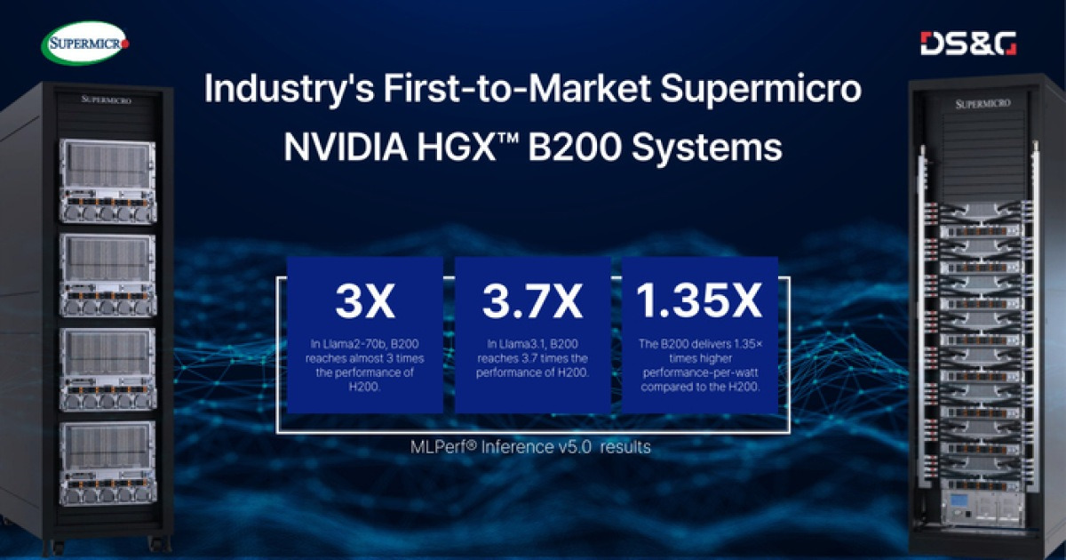 슈퍼마이크로 'NVIDIA B200시스템' 성능 우위 입증...디에스앤지, 기술검증 착수