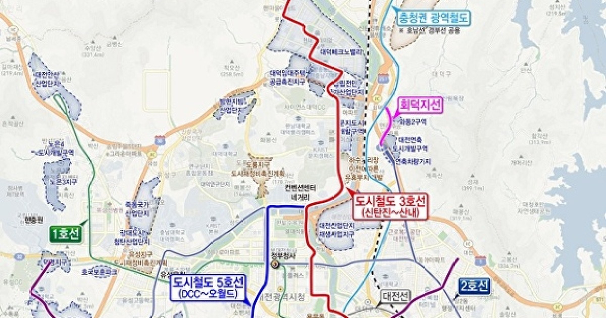 대전시 도시철도망 3·4·5호선 포함 63.43km 노선 공개