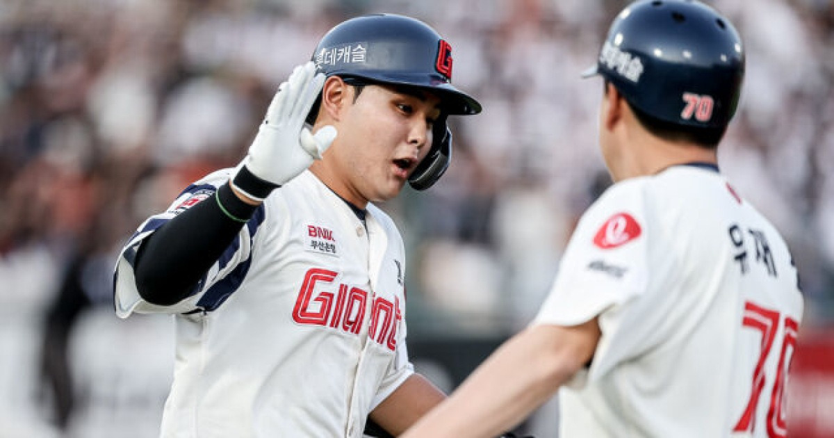 '데뷔 첫 홈런+155km KKKK' 상동 자이언츠 미쳤다! 한화, 6연승 저지…김원중 150SV 달성 '금자탑' [MD부산]