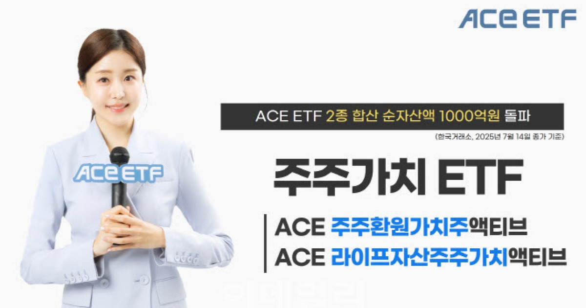 한투운용 "주주가치 ACE ETF 2종 순자산 1000억 돌파"