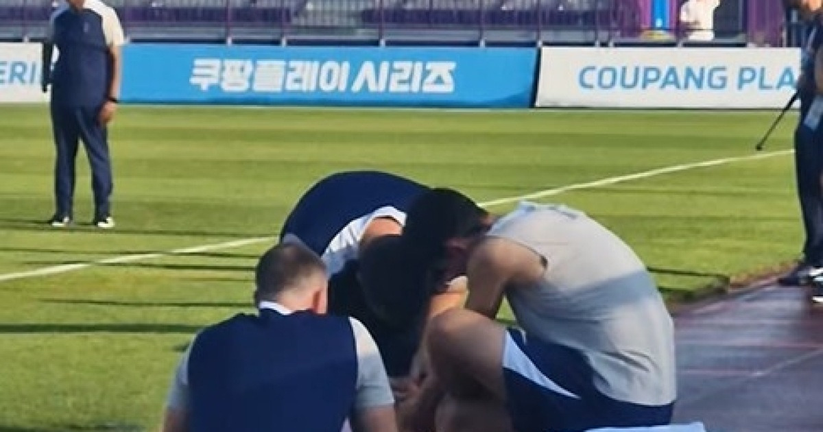 [SPO 현장] "아프지 마요, 쏘니!" 훈련 도중 통증 호소한 SON→팬들 일동 당황...치료 후 정상적으로 훈련 소화