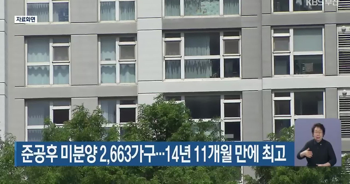 부산 준공후 미분양 2,663가구…14년 11개월 만에 최고