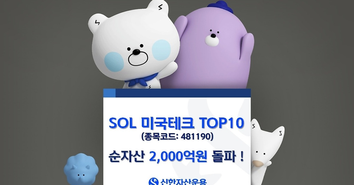 ‘SOL 미국테크 TOP10’ 순자산 2000억원 돌파…3개월 수익률 19% 달성
