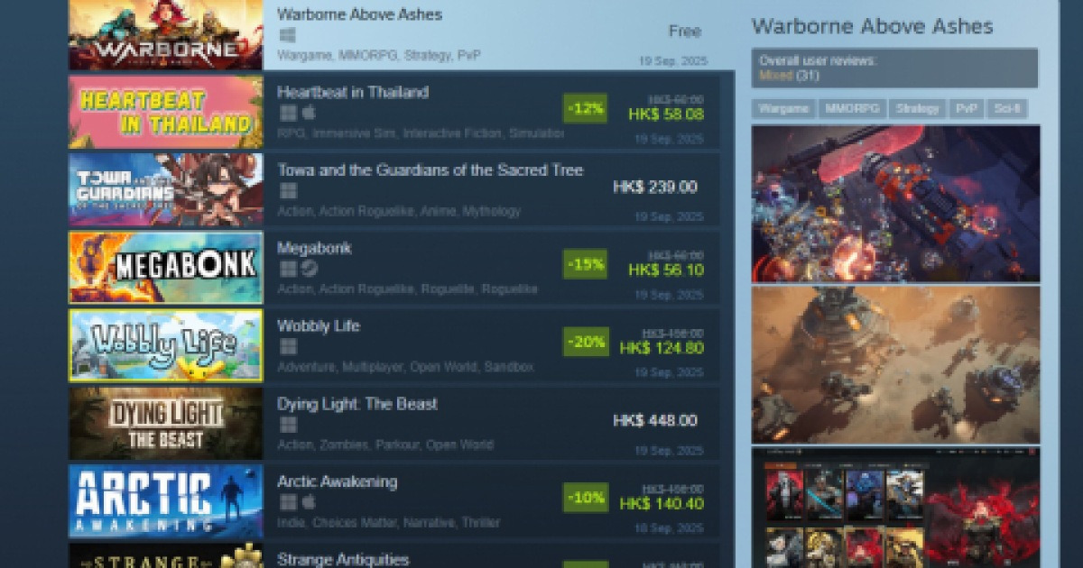 MMO PVP의 새 시대를 열다 ‘Warborne Above Ashes’ 스팀 신규 인기 차트 및 무료 차트 동시 1위 등극