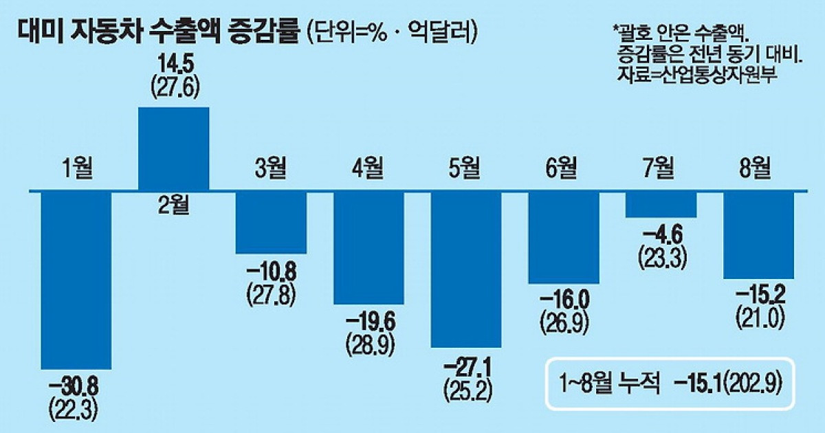 2중 방지턱 걸린 한국車 … 관세에 막히고 NDC에 치이고