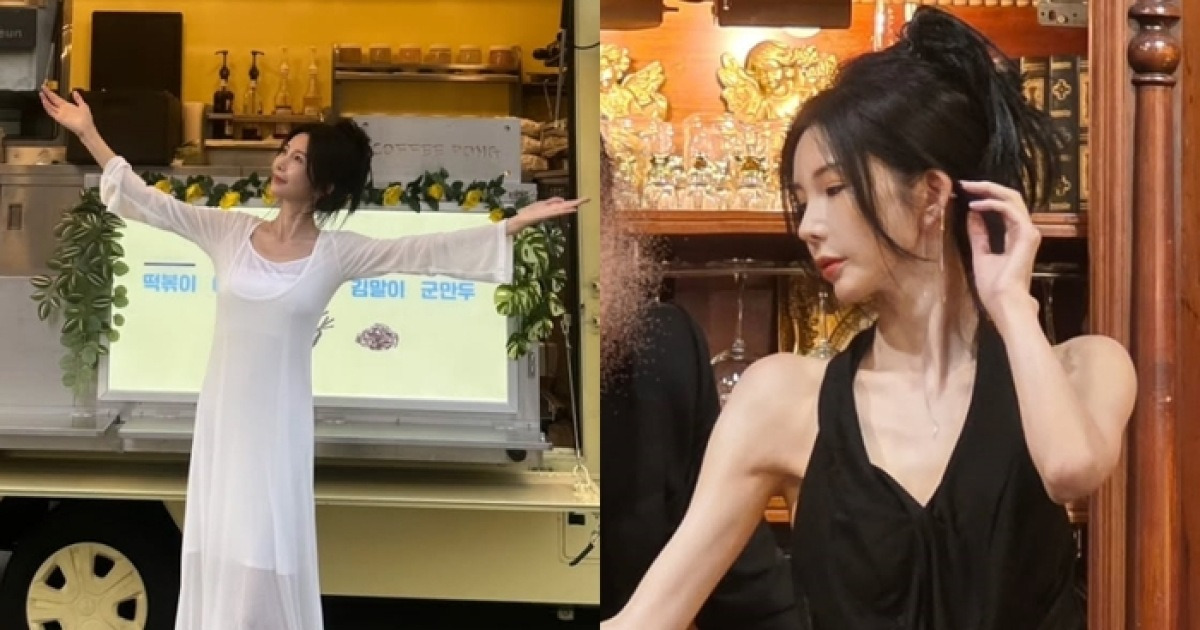 신주아, 168cm·39kg ‘뼈마름’ 몸매…롱원피스 입고 분식차 인증