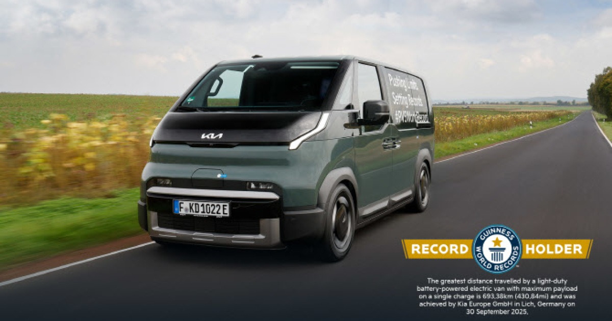 기아 PV5, ‘1회 충전 693.38km 주행’ 기네스 등재