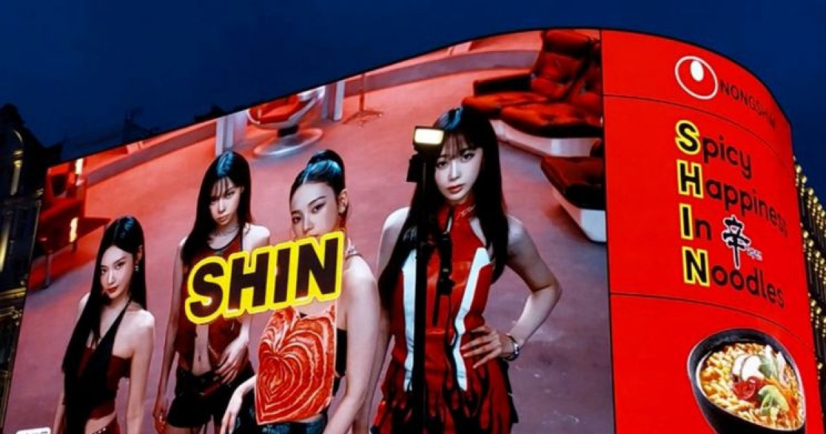 농심, 영국 런던 피커딜리 서커스에 초대형 신라면 광고