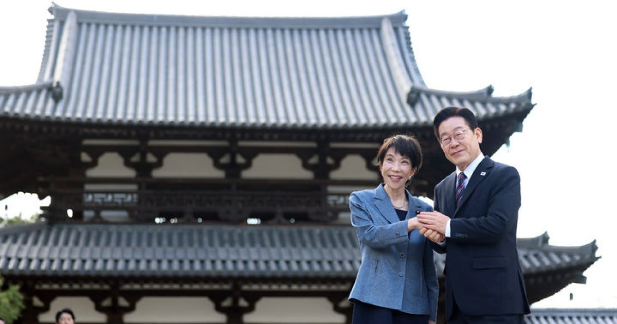 이 대통령, 다카이치 고향 나라현서 호류지 산책…셔틀외교 '친교' 다져