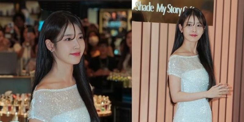 아이유 잠실에 뜬 요정 스포트라이트 쏟아진 화이트 미니 원피스룩 패션엔
