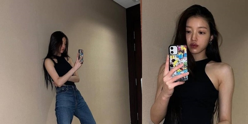 159cm키는 '비율 깡패' 쌩얼도 인형 같은 29세 아이돌 멤버, 우월한 데님룩 | 스타와 패션